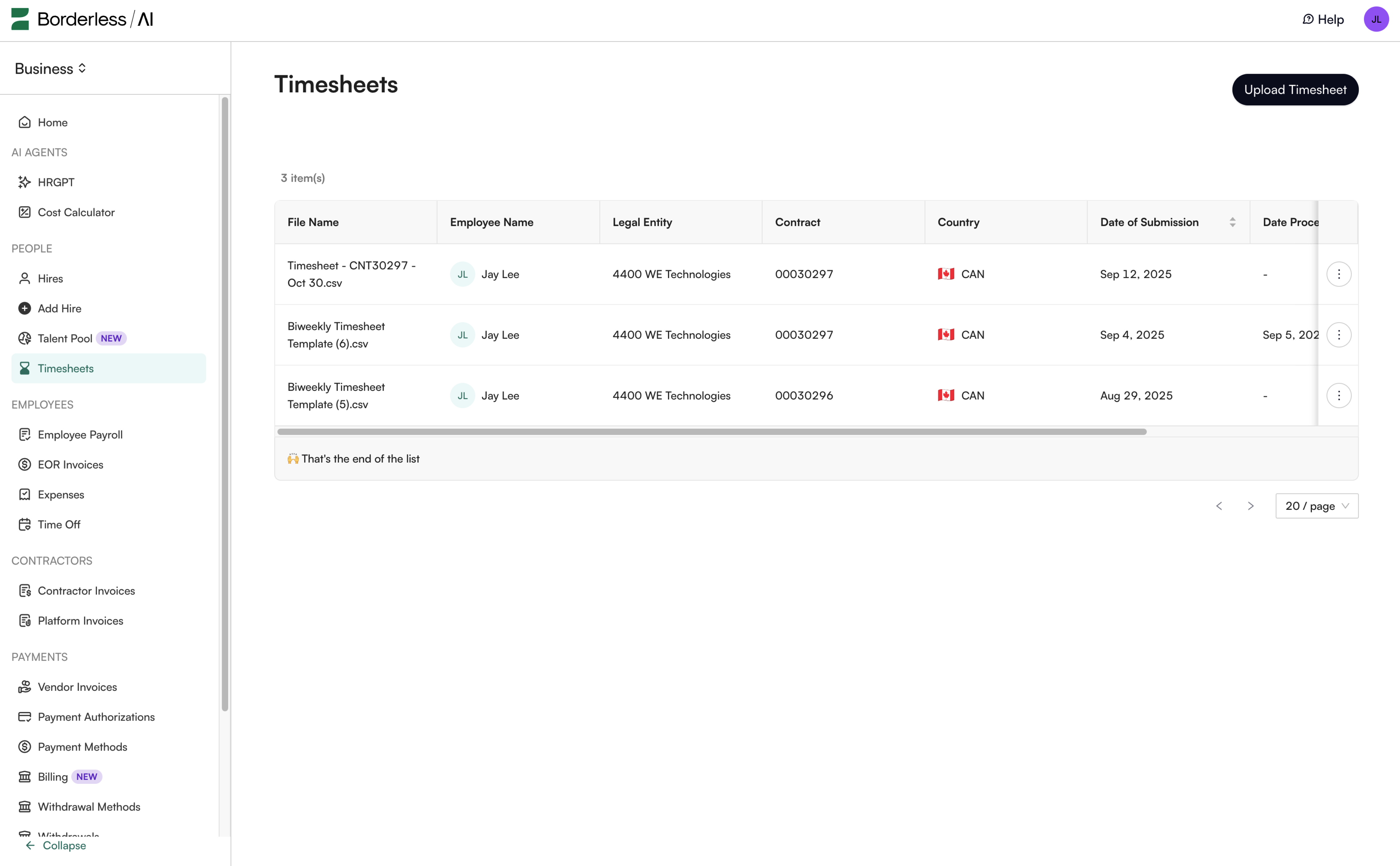 Managing Employee Timesheets – Borderless AI Support Center